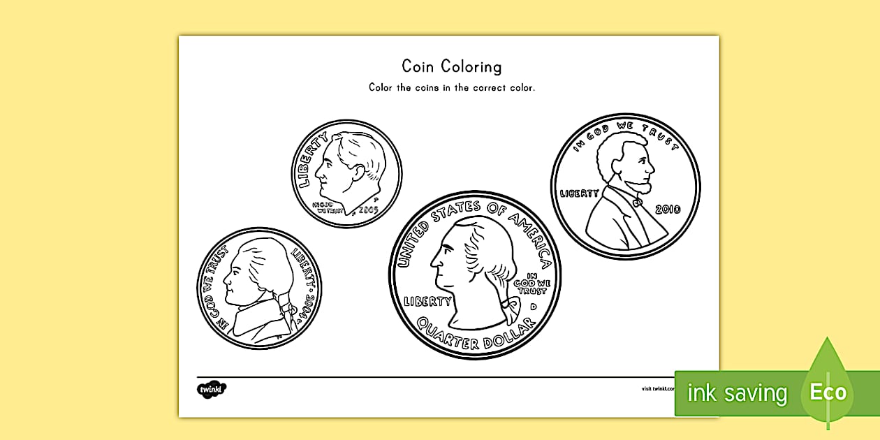 U.S. Coins Template for Kids - Elementary Resources - Twinkl