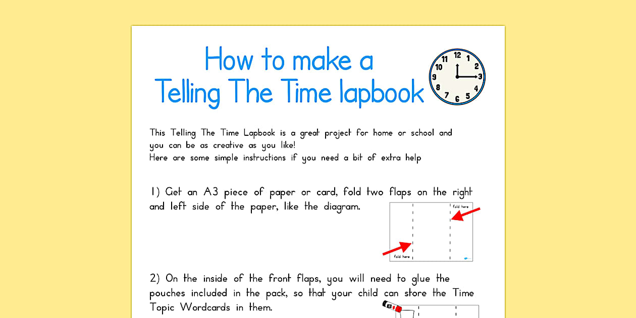 Telling the Time Lapbook Instructions - Twinkl