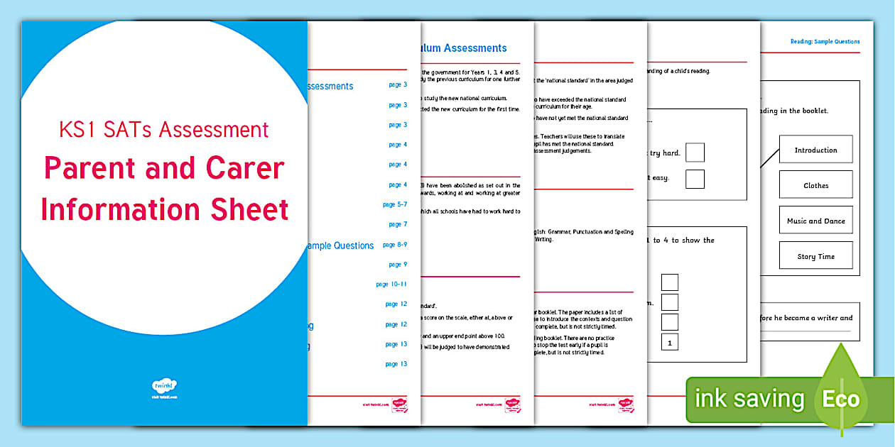 Editable KS1 SATs Assessment Parent and Carer Information Sheet