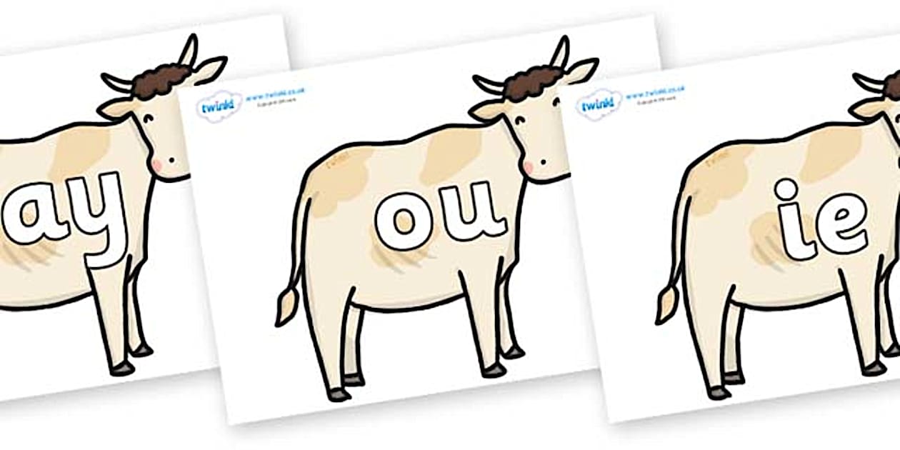 Cursive Phase 5 Phonemes on Cows (teacher made) - Twinkl