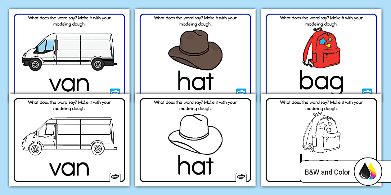 CVC Words With Short a Modeling Dough Mats (teacher made)