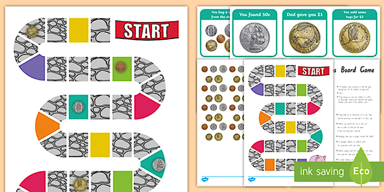 Collecting Coins Board Game (Teacher-Made) - Twinkl