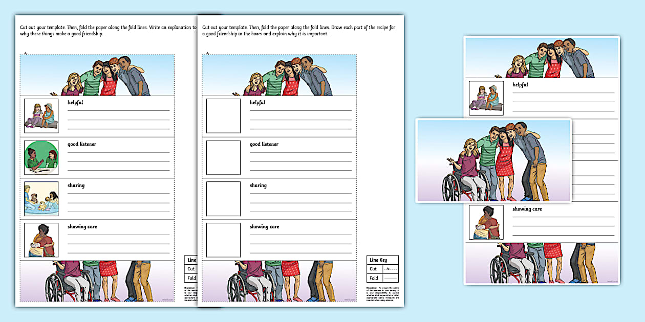 Recipe for Friendship Folding Sequencing Template - Twinkl