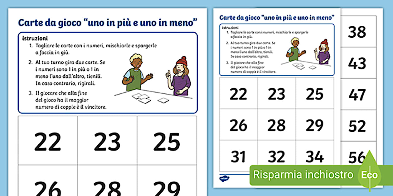 Carte da gioco “uno in più e uno in meno” - Twinkl