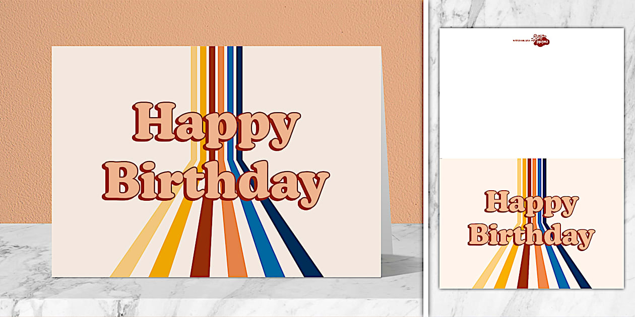 70s Typography Happy Birthday Card | Twinkl Party - Twinkl