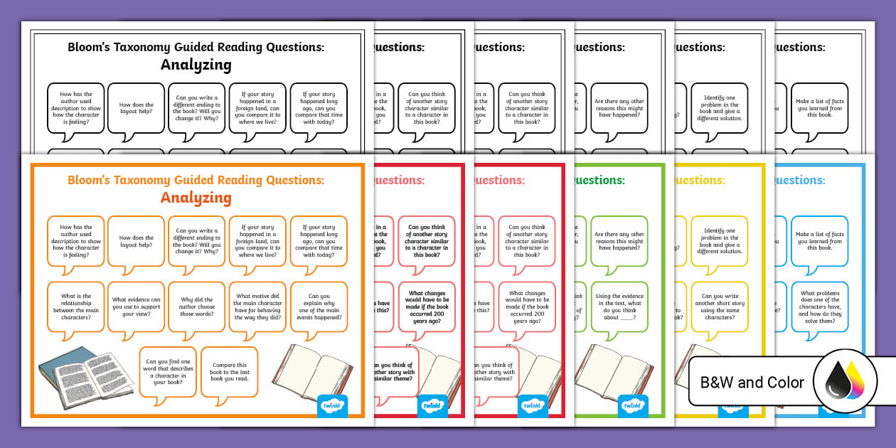 Bloom’s Taxonomy Guided Reading Questions for 3rd-5th Grade