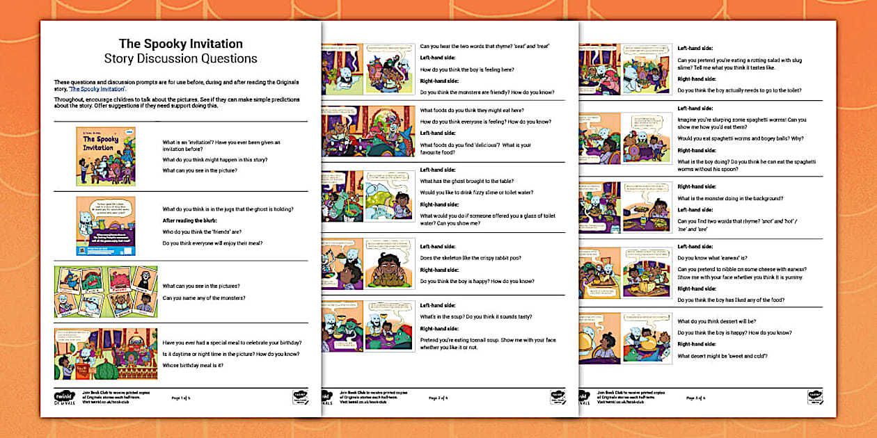 The Spooky Invitation Story Discussion Questions - Twinkl