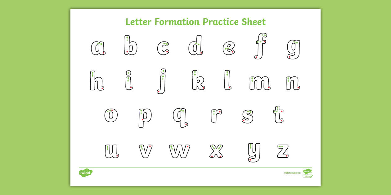 Cursive ABC Letter Formation Alphabet Handwriting Practice Sheet (Lower ...