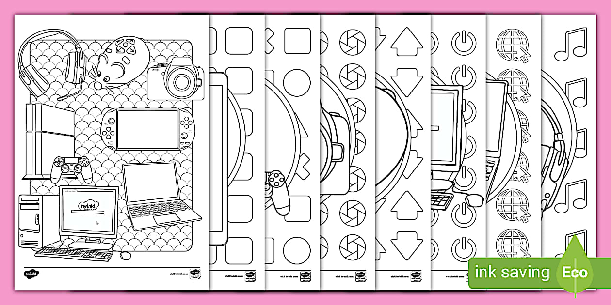 KS1 Digital Devices Colouring Pages (teacher made) - Twinkl