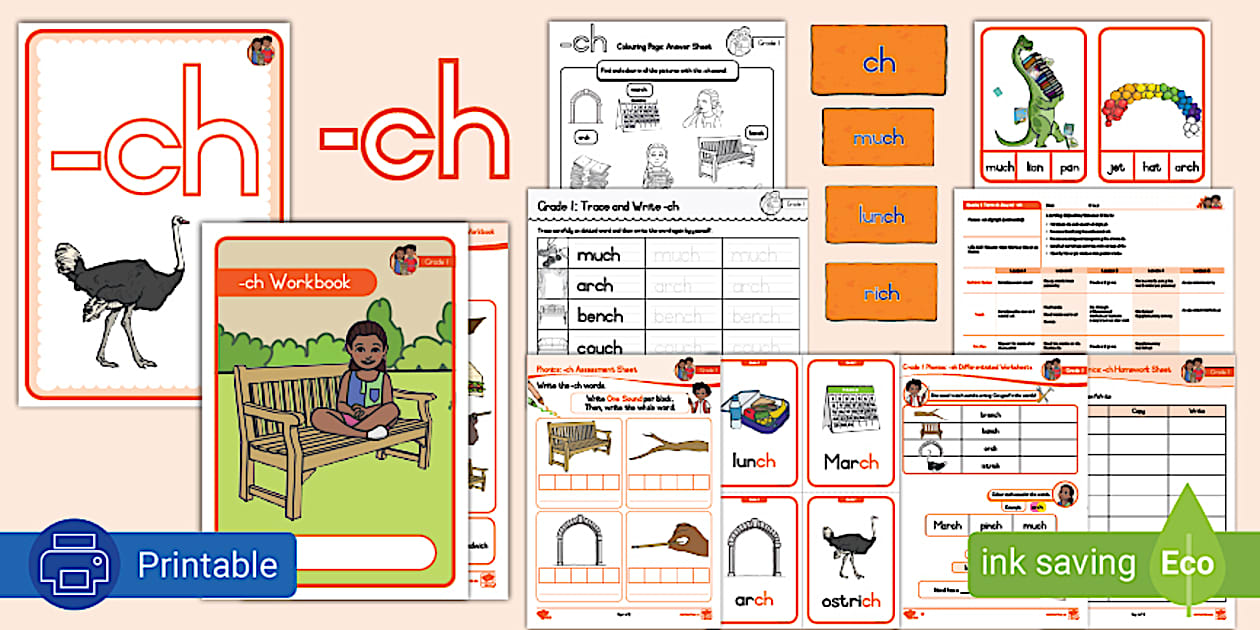 Grade 1 Phonics Pack -ch (teacher made) - Twinkl