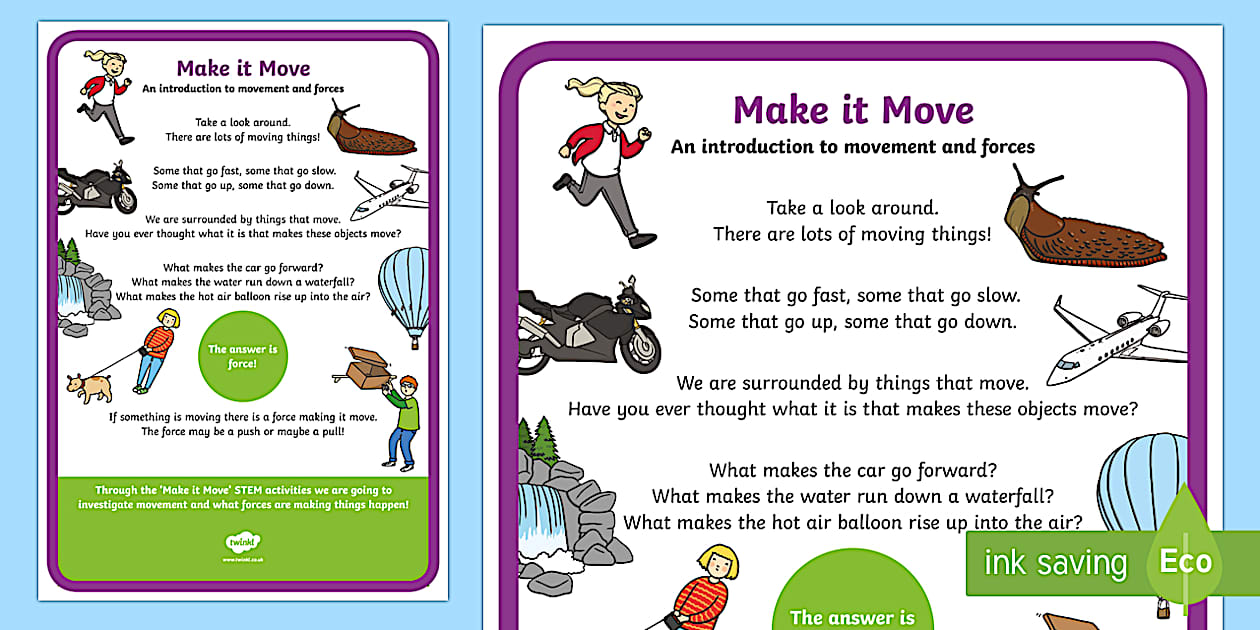 Make a Move! An introduction to movement and forces STEM A4 Display ...