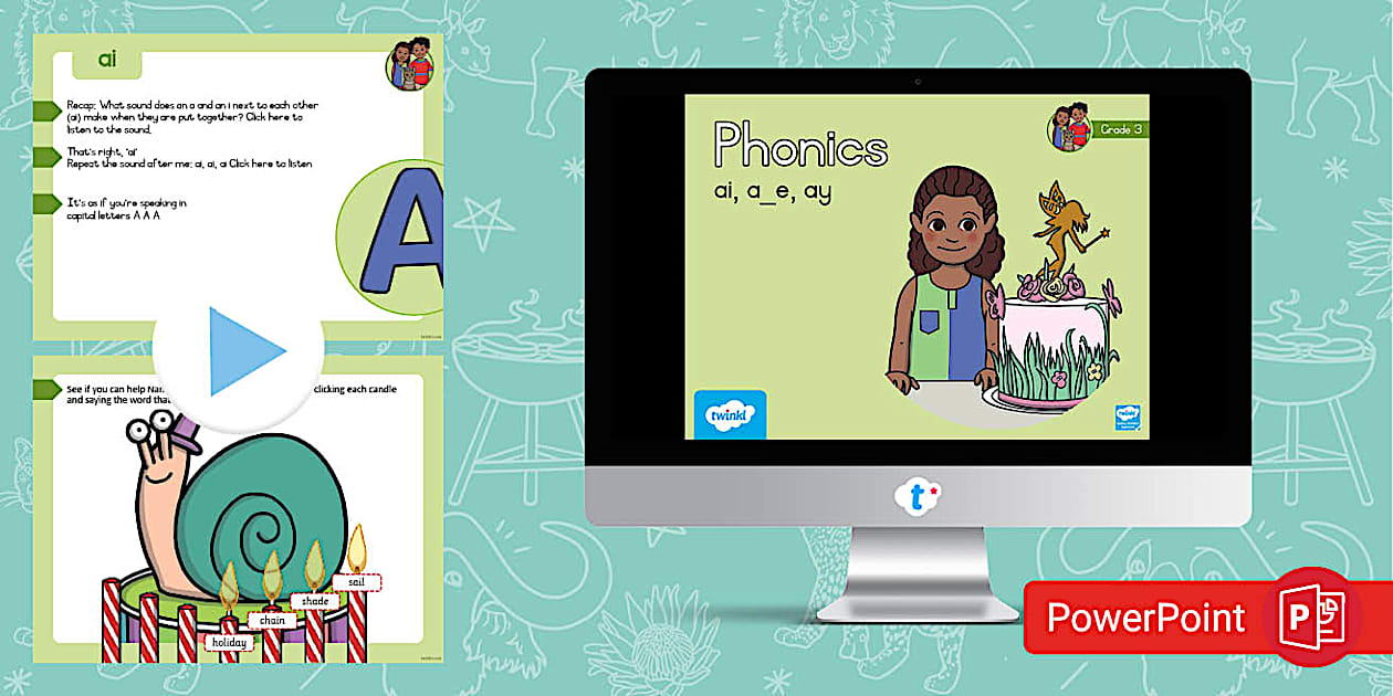 Grade 3 Phonics ai a_e ay PowerPoint Presentation - Twinkl