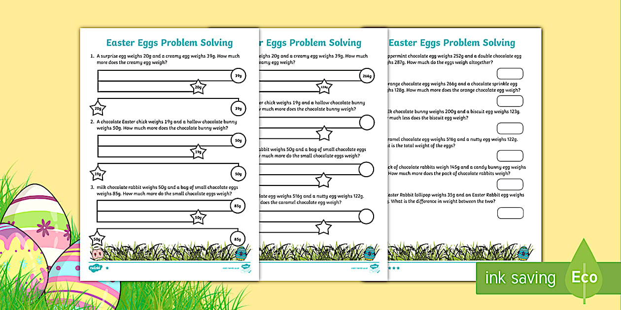 Easter Eggs Problem Solving Differentiated Worksheets