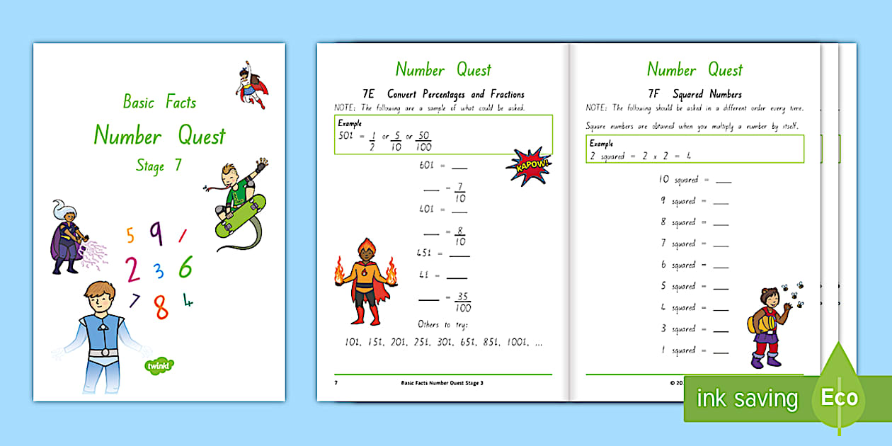 Number Knowledge Stage 7 Maths Worksheets | Basic Facts Test