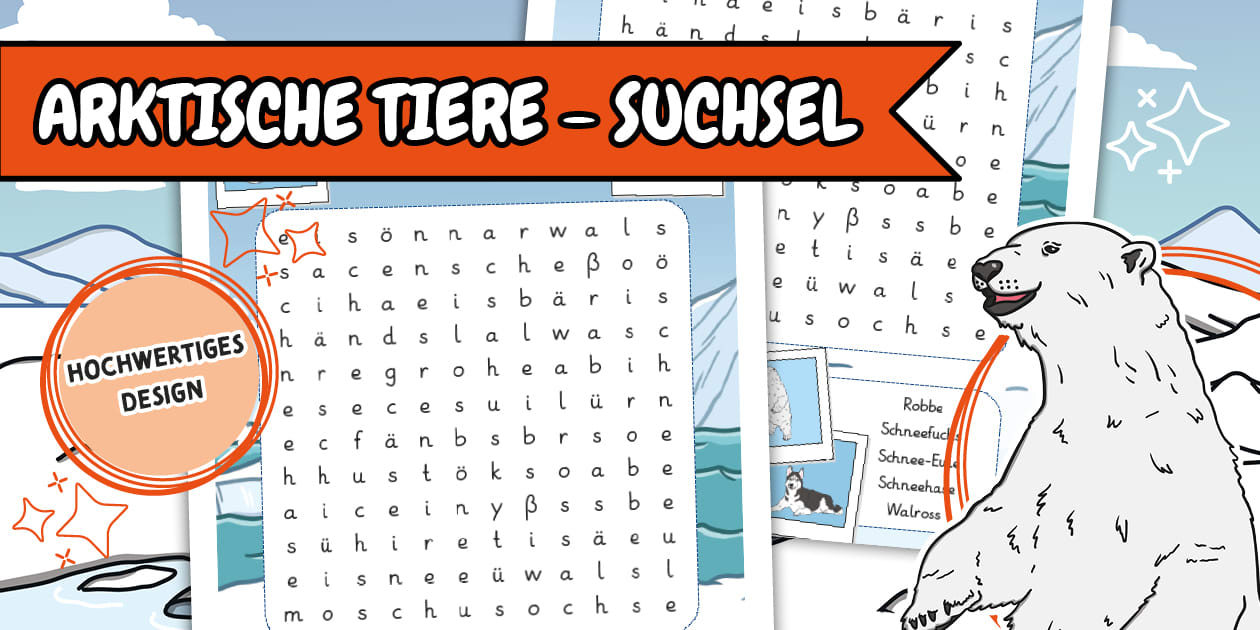 Arktische Tiere - Suchsel - Twinkl Deutschland