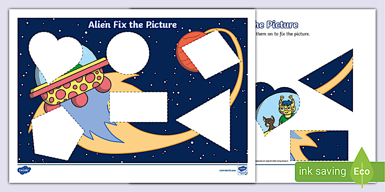 👉 Fix the Alien Picture Cut and Stick Activity - Twinkl