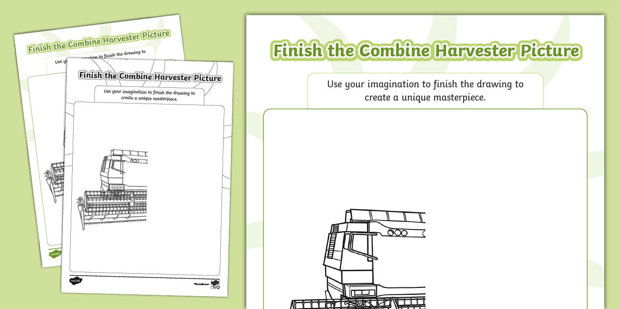 Finish the Combine Harvester Picture Worksheet - Twinkl