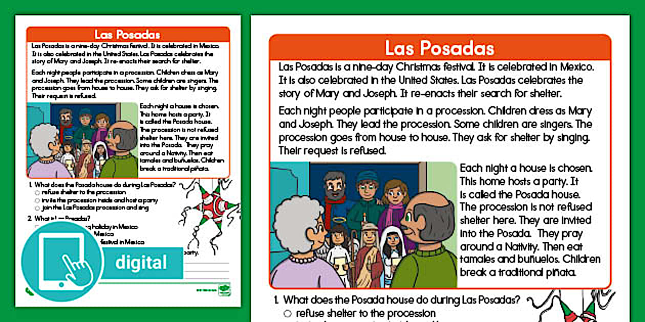 Second Grade Las Posadas Reading Passage Comprehension
