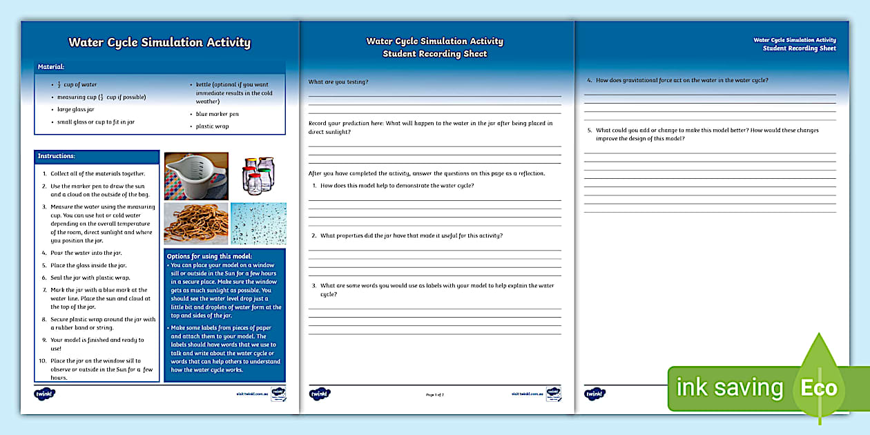 Water Cycle Simulation Activity (Teacher-Made) - Twinkl