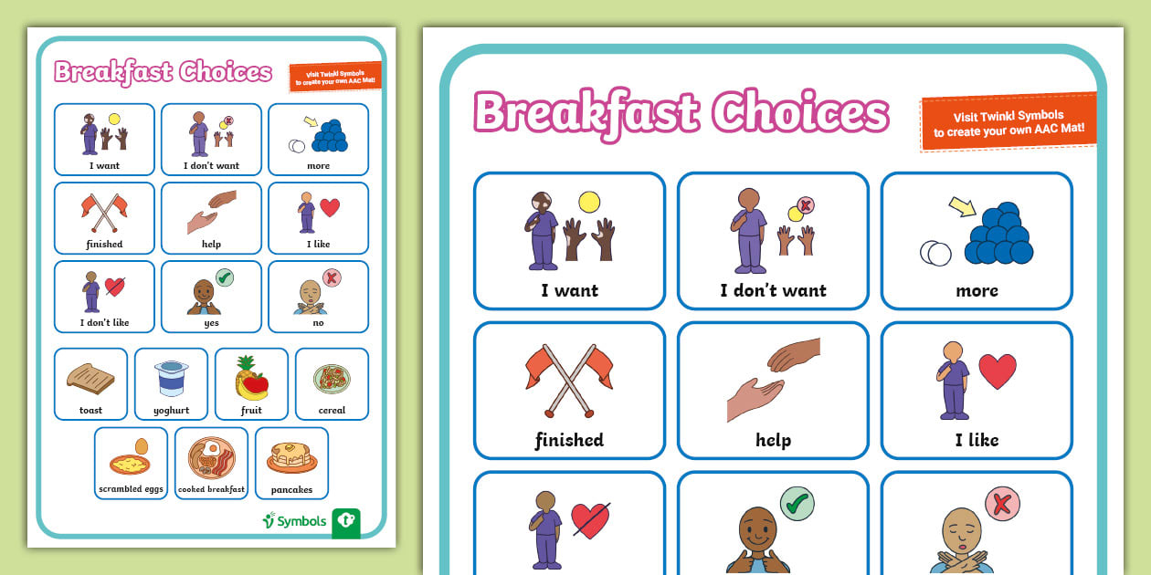 Twinkl Symbols: Breakfast Choices AAC Mat (teacher made)