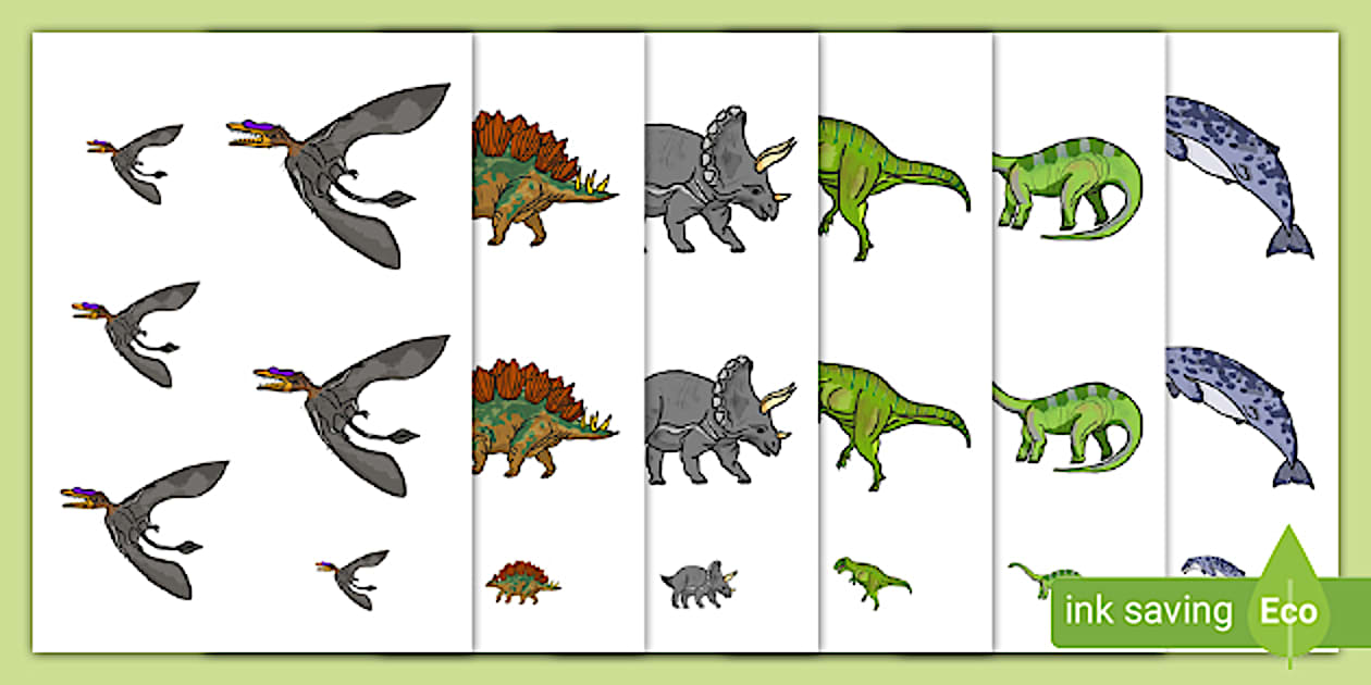 Realistic Dinosaurs Themed Size Ordering - Twinkl