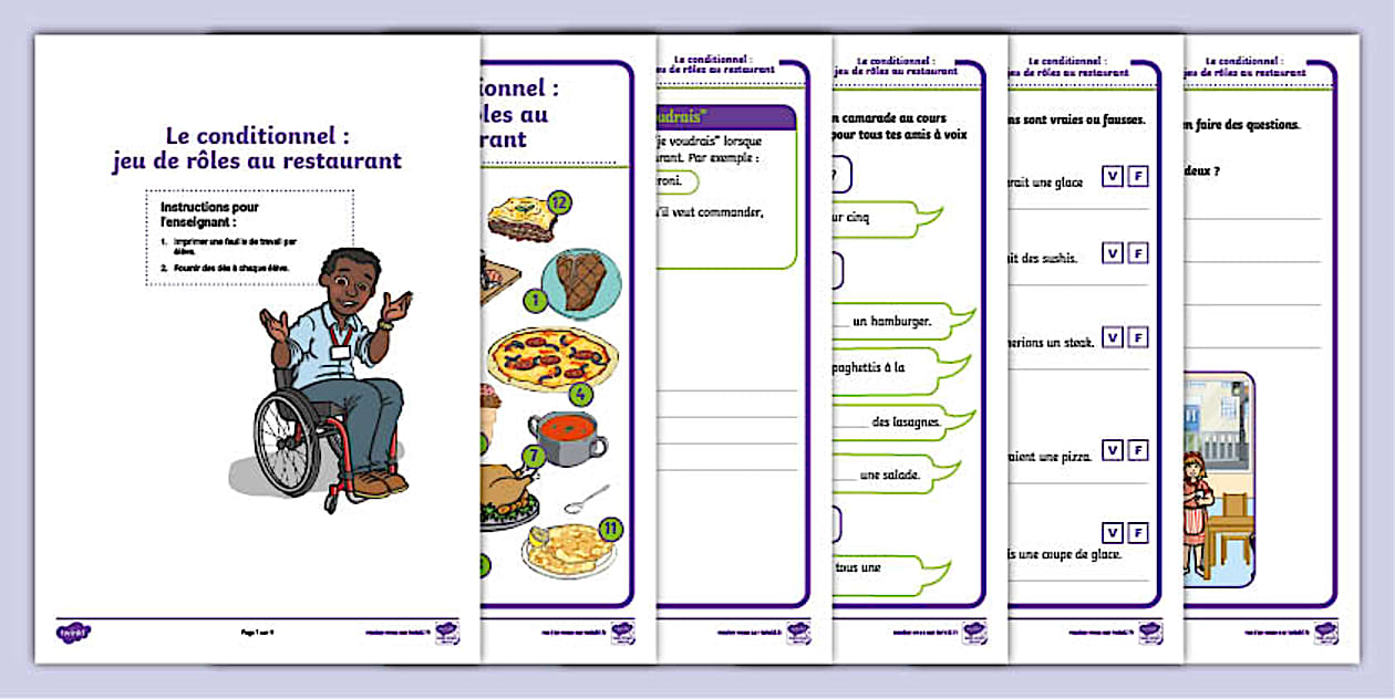 Le conditionnel : jeu de rôles au restaurant (teacher made)