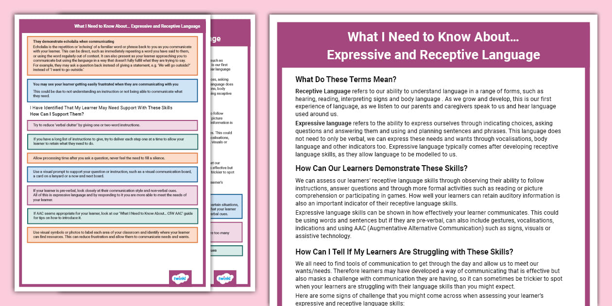 What I Need To Know About... CfW Expressive and Receptive Language