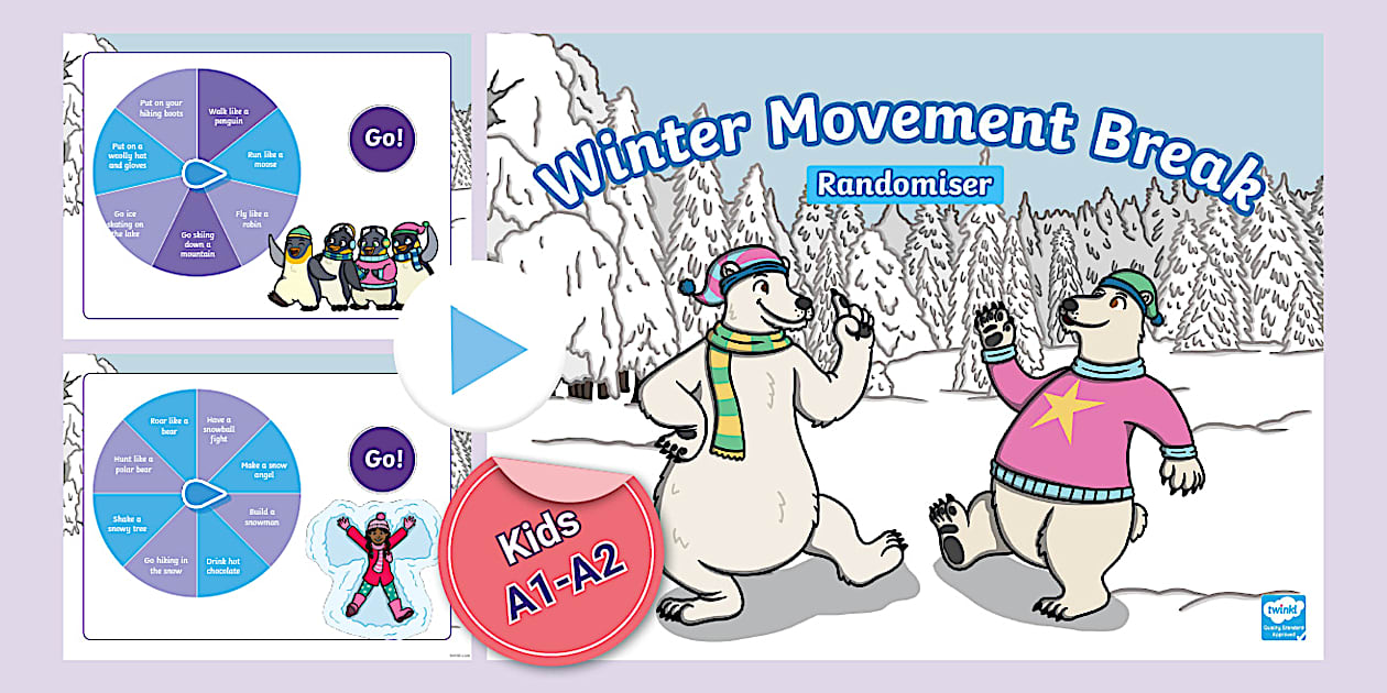 ESL Winter Movement Break Randomiser (teacher made) - Twinkl