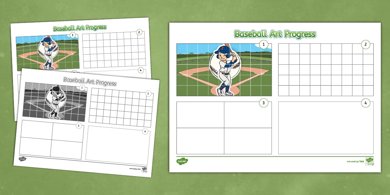 Baseball Art Progress Template - Twinkl
