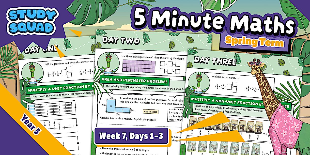 👉 Study Squad 5 Minute Maths - Year 5 Spring - Week 7 Days 1-3