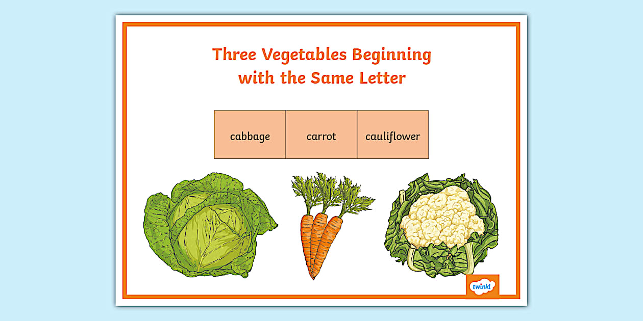 Three Vegetables Beginning with the Same Letter Poster
