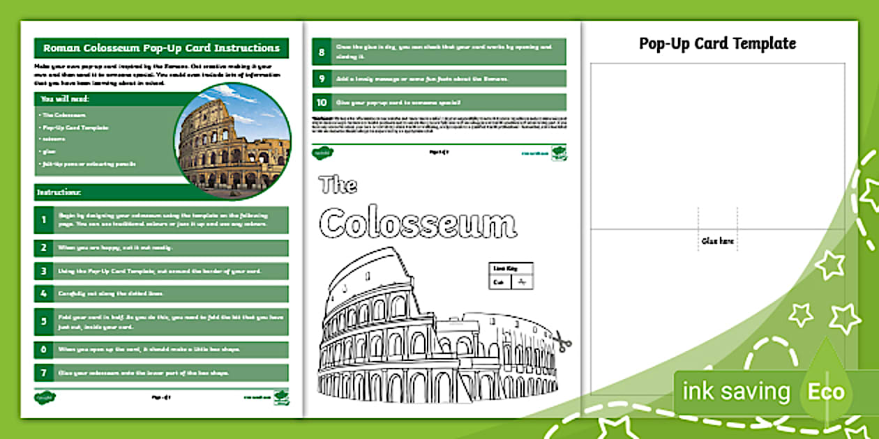 Roman Colosseum Pop-Up Card (teacher made) - Twinkl