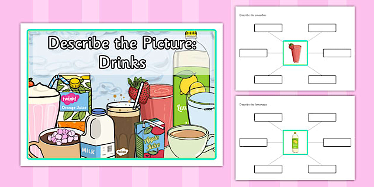 Editable Describe the Picture - Drinks Writing Frame