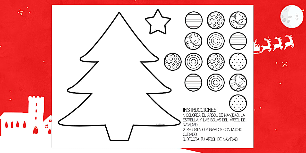 Ficha de motricidad fina..recortar: El árbol de Navidad