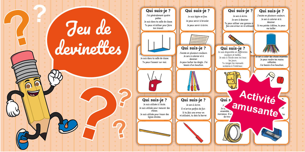 Qui suis-je ? : Les objets de l'école - Twinkl