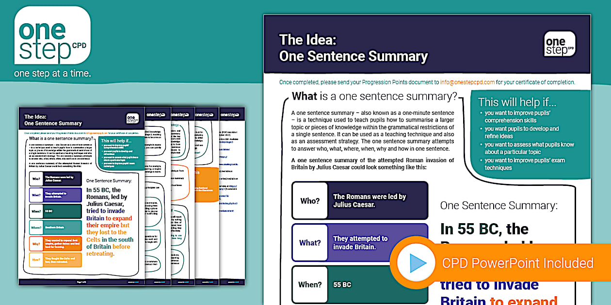 CPD: One Sentence Summary (Teacher-Made) - Twinkl