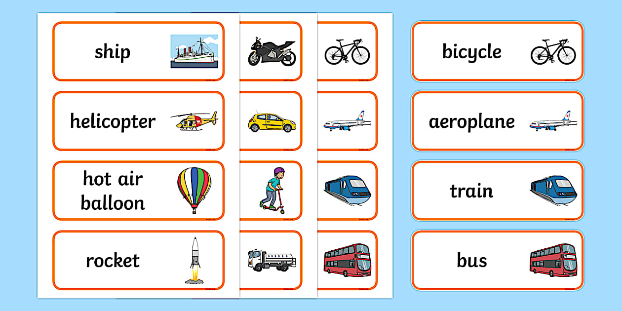 Transport Word Cards (teacher made) - Twinkl