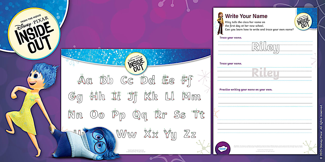Inside Out Writing Activity Sheets | Editable | Name Writing