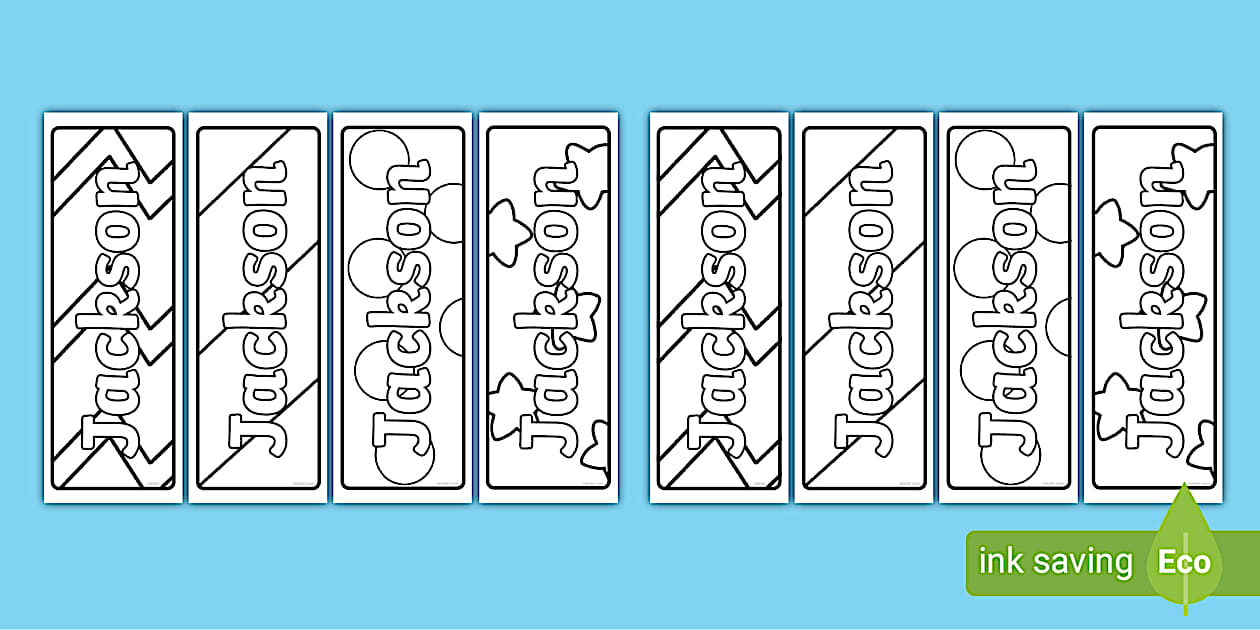 Jackson Name Simple Colouring Bookmarks | Twinkl | KS1