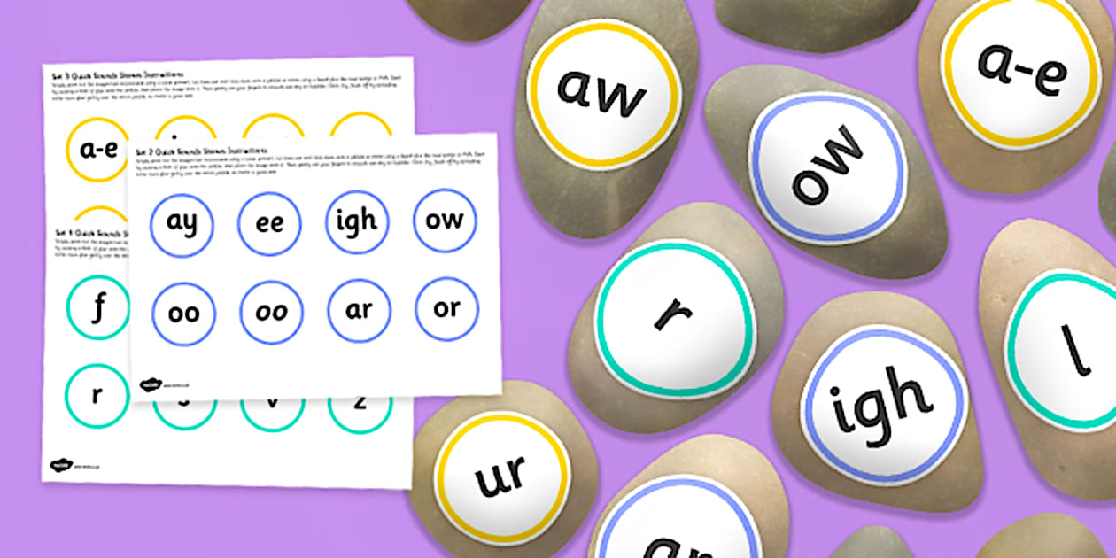 Phonic Quick Sounds Set 1 3 Sensory Stones Cut Outs - Twinkl