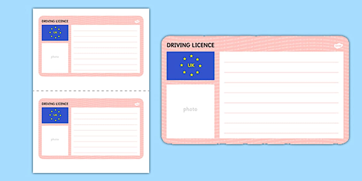 Editable Blank Driving Licence Template (teacher made)