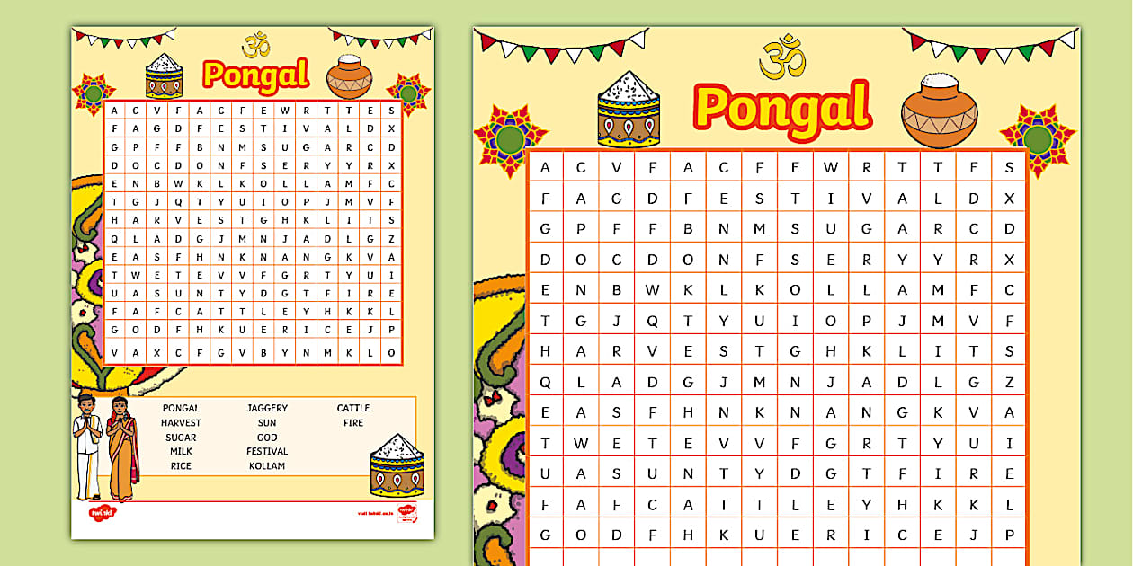 Pongal Word Search Activity (teacher made) - Twinkl