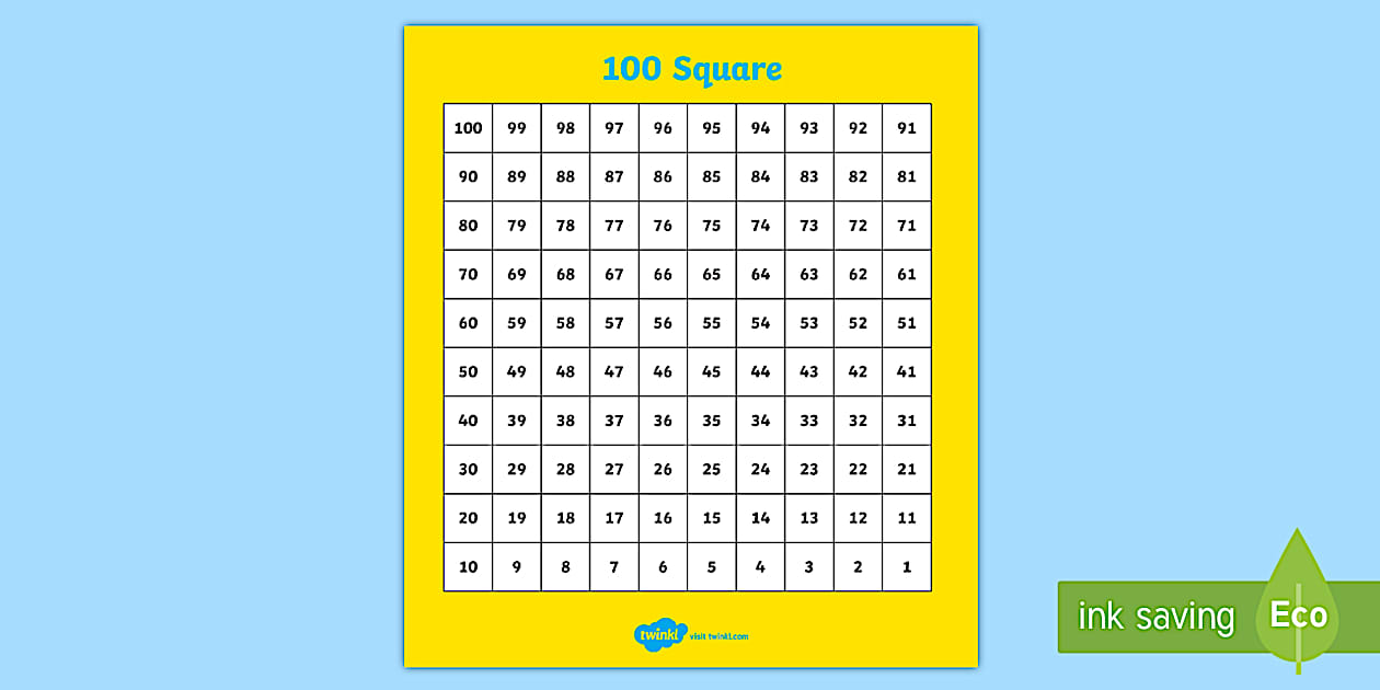 Counting Numbers Grid 1 to 100 | Maths Resources - Twinkl