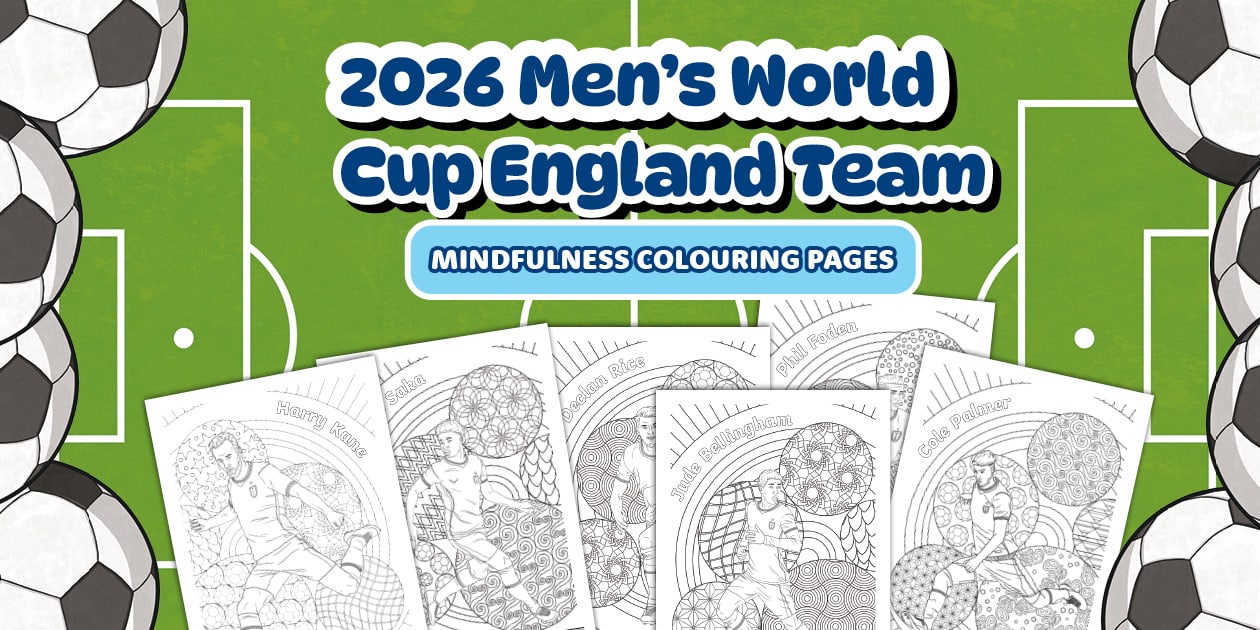 2026 Men's World Cup England Team Mindfulness Colouring Pages