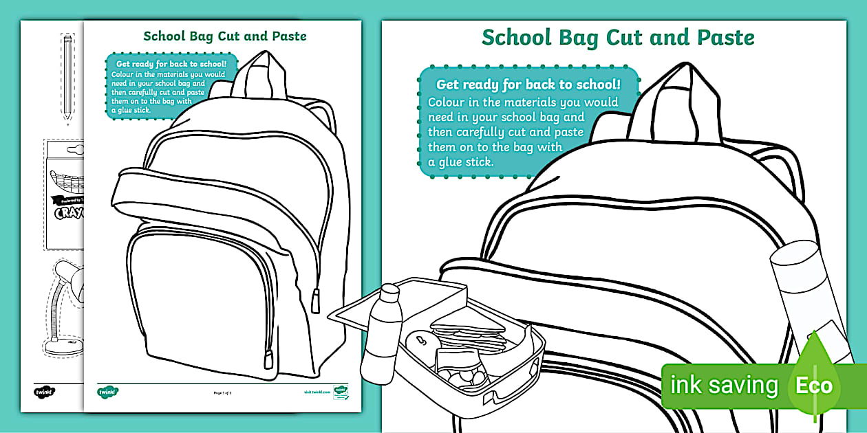 FREE! - School Bag Cut and Paste - Back to School Craft Activity