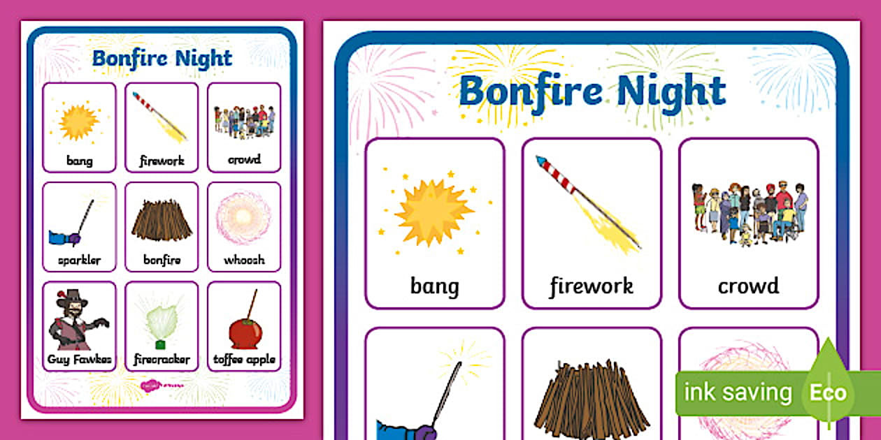 Bonfire Night Words Poster - Primary Resources - Twinkl