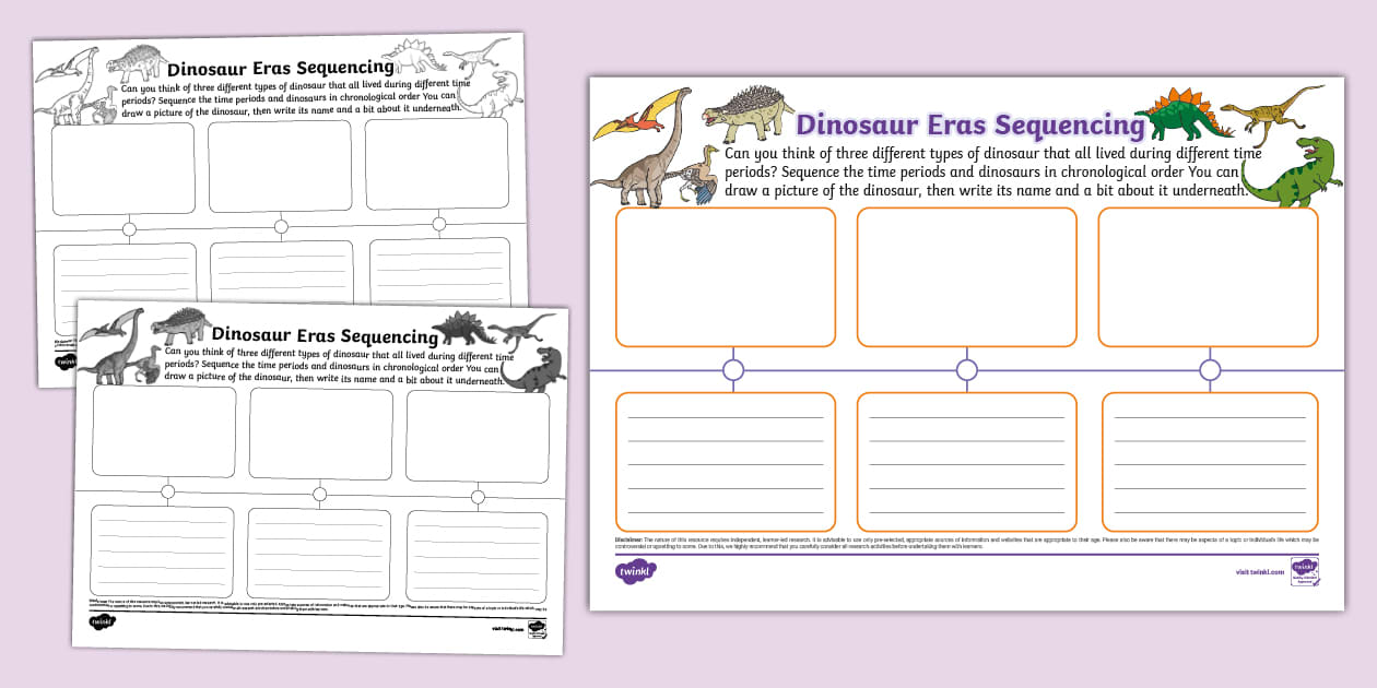 Dinosaur Eras Sequencing Worksheet (teacher made) - Twinkl
