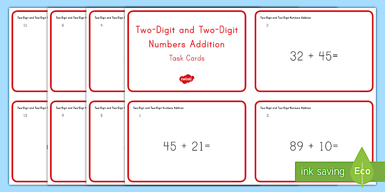 Common Core First Grade Math NBT C 4 Two-Digit Plus Two-Digit Addition Task