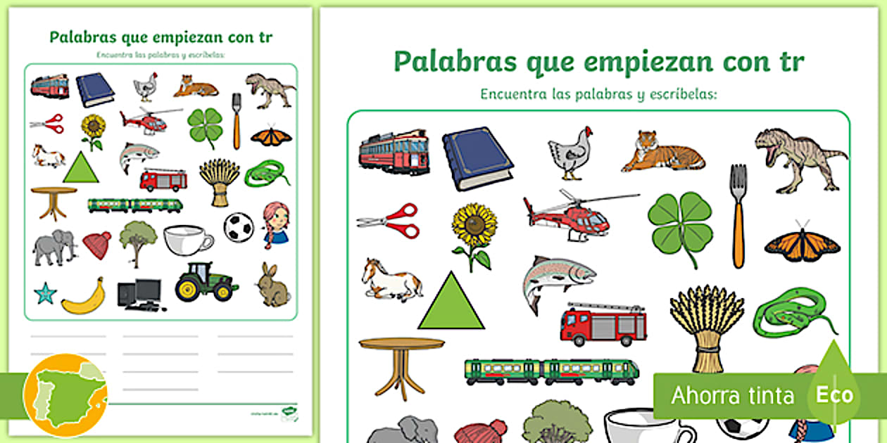Veo veo: Palabras que empiezan con tr - Twinkl