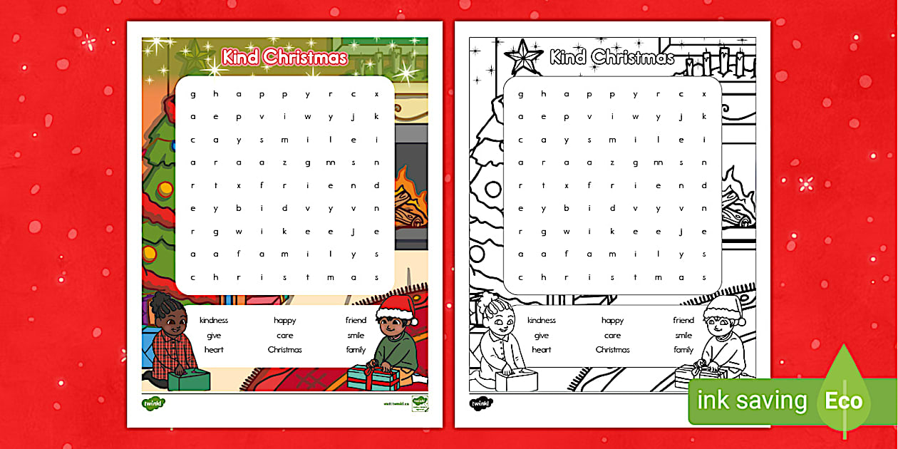 Christmas Kindness Word Search - Grades K-3